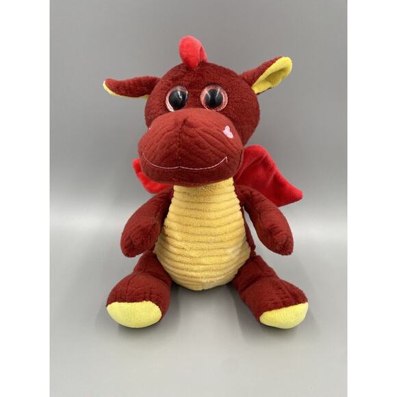 Hugfun | Toys | Red And Gold Plush Dragon Ribbed Belly Hard Eyes ...